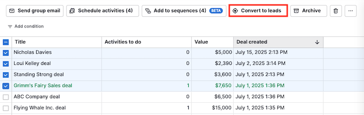 Bulk-editing and filtering - Knowledge Base | Pipedrive